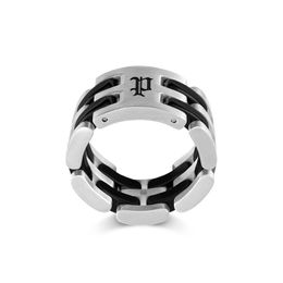Police Herren Fingerring &raquo;Ceramica I&laquo; silber 66, Edelstahl, 25mm