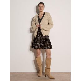 Apricot Rose Applique Chunky Knit Cardigan ' ' Damen Gr&ouml;&szlig;e 40 stone
