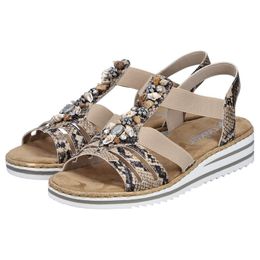 Rieker Damen Sandale Sommerschuh, Sandalette, Keilabsatz, mit sommerlicher Verzierung 39