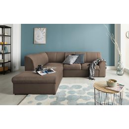 Ecksofa DOMO collection, B:237cm H:78cm T:200cm, braun, Wohnzimmer, Sofas, "Topper zeitlos elegant, kompakte Stellma&szlig;eL-Form", mit Ottomane,