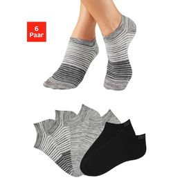 Bench. Herren Sneakersocken &raquo;Damen und Herren Socken meliert und uni&laquo; Packung, 6 Paar tlg. mit ansprechendem Streifen- Design und uni schwarz-wei&szlig; 39-