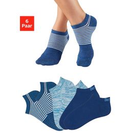 Bench. Herren Sneakersocken &raquo;Damen und Herren Socken meliert und uni&laquo; Packung, 6 Paar tlg. mit ansprechendem Streifen- Design und uni blau 35-38