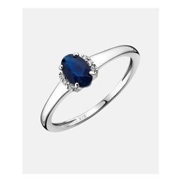 Diamant L'&eacute;ternel Ring aus 375 Wei&szlig;gold mit Diamant mit Saphir | Gr.: 54