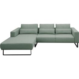 Ecksofa Musterring, B:292cm H:88cm T:185cm, gr&uuml;n, 100% Polyester, Wohnzimmer, Sofas, "JustB PM100", Gro&szlig;z&uuml;gige 292 cm Breite, schwarze Metallkufen