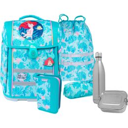McNeill Kinder Schulranzen "Perfecto, Arielle", blau, Polyester, Rucks&auml;cke, inkl. Federm&auml;ppchen, Turnbeutel, Schlamperrolle & Motivmagnet