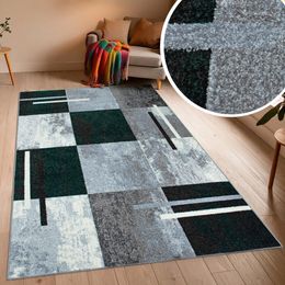 Teppich OTTO HOME, B:120cm H:9mm L:180cm, grau, Kunstfaser, Wohnzimmer, Teppiche, "Cube, Karo Muster mit 3D-Design", Kasten, geometrisch, Patchwork,