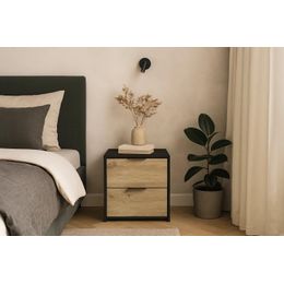 Nachttisch OTTO HOME, B:44,2cm H:45,9cm T:35cm, braun, Schlafzimmer, Tische, "PEERY Nachtkommode mit 2 Schubladen, Set 2 St&uuml;cke", Set, 2 St., zwei