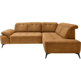 Ecksofa Home Affaire, B:255cm H:94cm, braun, 93% Polyester, 7% Polyamid, Wohnzimmer, Sofas, "Lazio modern und bequem, schmale Armlehnen, tolle