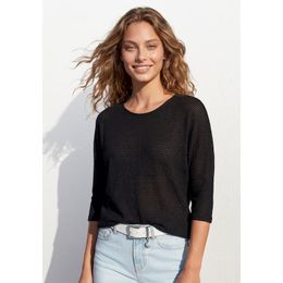 Vivance Damen 3/4-Arm-Shirt &raquo;mit sommerlicher Waffelstruktur&laquo; aus b&uuml;gelfreier Strickqualit&auml;t schwarz 48/50