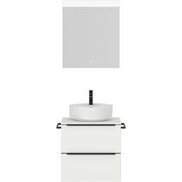 Badm&ouml;bel-Set Nobilia, B:60,3cm H:184,2cm T:48,5cm, wei&szlig;, Kastenm&ouml;bel-Sets, "Alvene", inkl. Spiegel mit Touch-Sensor, in vier Breiten
