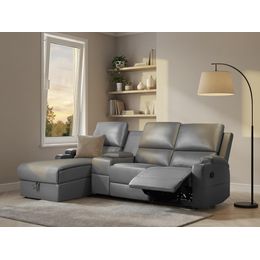Ecksofa OTTO HOME, B:240cm H:102cm T:155cm, grau, Polyester 40% / Polyurethane 60%, Wohnzimmer, Sofas, "NAPORI Lederoptik, Multimediasofa, 3er