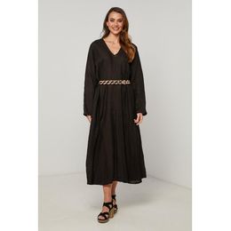 Fleur de Lin Leinen-Kleid "Lurcica" in Schwarz - 75% | Gr&ouml;&szlig;e L | Damen-kleider