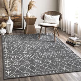 Teppich Sanat, B:240cm H:10mm L:340cmdunkelgrau, Kunstfaser, Wohnzimmer, Teppiche, "Boho 8200 , auch als L&auml;ufer und in Rund", Kurzflor, robust, Boho,