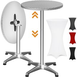 Casaria Stehtisch Silber 115x60cm + Husse Wei&szlig; &Oslash;60cm