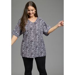 Damen Schlupfbluse "Gro&szlig;e Gr&ouml;&szlig;en"leo gemustert, Gr. 42, LAURA SCOTT CURVE, Web, Obermaterial: 100% Polyester, Blusen, weite Passform, po-bedeckend,