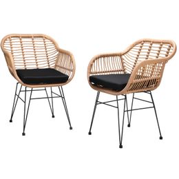 Casaria Polyrattan Korbsessel Bali 2er-Set Natur
