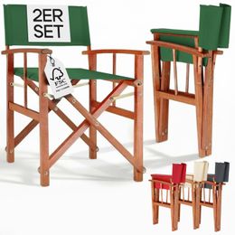 Casaria Regiestuhl Gr&uuml;n 2er-Set Eukalyptusholz FSC -zertifiziert Klappbar