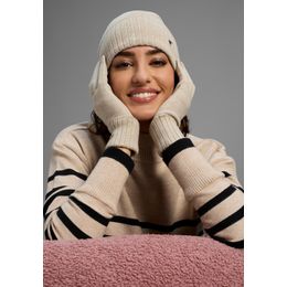 Laura Scott Damen Strickm&uuml;tze, beige, meliert, unifarben, Feinstrick, Viskosemischung, M&uuml;tzen