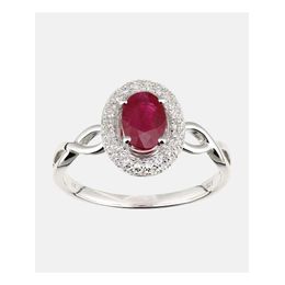 Diamant L'&eacute;ternel Ring aus 375 Wei&szlig;gold mit Diamant mit Rubin | Gr.: 49