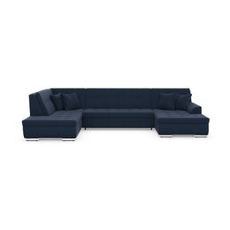 Wohnlandschaft DOMO collection, B:364cm H:83cm T:201cm, blau, 95% Polyester, 5% Nylon, Sofas, "TREVISO inkl. Zierkissen, moderne Steppung, XXL: