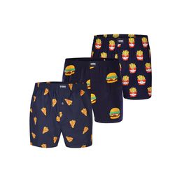 Happy Shorts Boxer ' Motiv Mix ' Herren Gr&ouml;&szlig;e S dunkelblau / gelb / schwarz