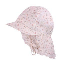 MaxiMo M&auml;dchen Schirmm&uuml;tze, rosa, Gr. 39, gebl&uuml;mt, Web, Baumwolle, M&uuml;tzen, Baumwolle, kurzer Schirm, s&uuml;&szlig;e R&uuml;schenkante