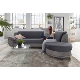 Ecksofa Trendmanufaktur, B:265cm H:85cm T:190cm, grau, Kunstleder SOFTLUX / Struktur (77% Polyester; 23% Polyacryl);Luxus-Microfaser ALCAZAR (100%