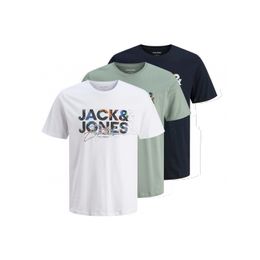 Jack & Jones Kinder T-Shirt "JJGEPLAS TEE SS CREW NECK 3PK MP JNR", wei&szlig;, Gr. 128, JACK & JONES JUNIOR, bedruckt, Single Jersey, Obermaterial: 100% Baumwolle,