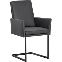 K+w Komfort & Wohnen Armlehnstuhl, B:55cm H:96cm T:64cm, grau, K+W KOMFORT & WOHNEN, Esszimmer, St&uuml;hle, "Kansas", stabiles Hochkantrohr, Untergestell in Edelstahloptik