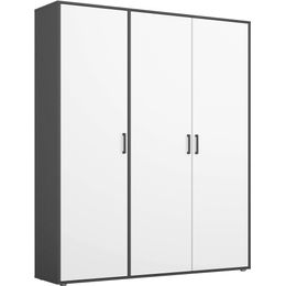 Kleiderschrank Rauch, B:140cm H:194cm T:53cm, grau, Holzwerkstoff, Kinderzimmer, Schr&auml;nke, "VOYAGER Garderobe W&auml;scheschrank Schlafzimmer", mit 2
