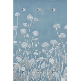 Garderobenpaneel queence, B:80cm H:120cm T:2,5cm, blau, Acrylglas, Edelstahl, Garderobenpaneele, "Wandgarderobe mit Motiv Blumenwiese in Hellblau
