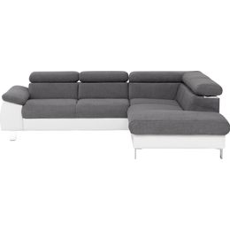Ecksofa COTTA, B:249cm H:72cm T:100cm, grau, Microfaser PRIMABELLE (100% Polyester);Kunstleder SOFTLUX;Feinstruktur (100% Polyester);Kunstleder