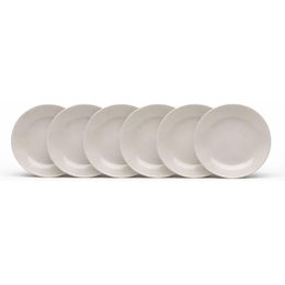 VAN WELL Dessertteller "Malm&ouml;, Teller 20 cm, 6 St&uuml;ck", 20cmtaupe, Speiseteller, Teller Set, Steingut, sp&uuml;lmaschinen-/mikrowellengeeignet