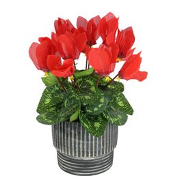 Kunstblume I.GE.A., B:19cm H:28cm T:19cmrot, Obermaterial: 90% Polyester, 10% sonstige Fasern, Kunstpflanzen, "K&uuml;nstliche Alpenveilchen im &Uuml;bertopf