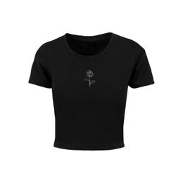 Merchcode Damen T-Shirt "Merchcode Damen Ladies Rose Cropped Tee", schwarz, Gr. L, bedruckt, 95% Baumwolle, 5% Elasthan, Shirts
