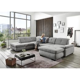 Ecksofa DIE PLANBAR, B:371cm H:85cm T:260cm, silber, 85% Polyester;15% Nylon, Wohnzimmer, Sofas, "MP-IN16012 U-Form, mit Kaltschaum-Polsterung",