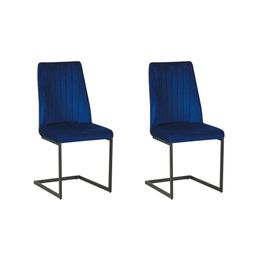 Beliani 2er-Set Esszimmerstuhl LAVONIA in Blau/Schwarz | Gr.: onesize