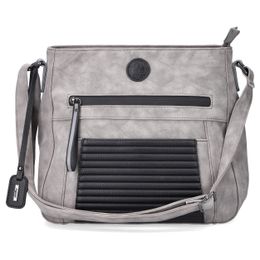 Rieker Damen Umh&auml;ngetasche, grau, Lederimitat, Taschen, Schultertasche, Damen-Handtasche, mit praktischen F&auml;chern