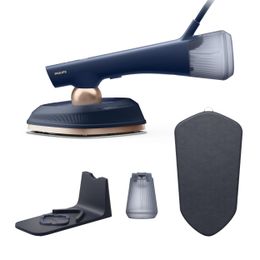 Philips Dampfb&uuml;geleisen "GC215/20 OneTurn 2-in-1 B&uuml;geleisen & Steamer, SoftBoard & Dock inkl.", B:12cm H:17cm T:34cm, blau, B&uuml;geleisen, SteamGlide