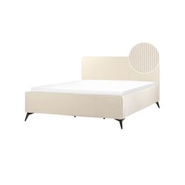 Beliani Doppelbett VALOGNES in Beige/Schwarz - (W) 192 x (H) 110 x (L) 220 cm | Gr.: onesize