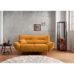 2-Sitzer Home Affaire, B:173cm H:81cm T:90cm, gold, 100% Polyester, Sofas, "Drago, komfortable Wellenunterfederung, Breite 173cm, bodenfrei", frei im
