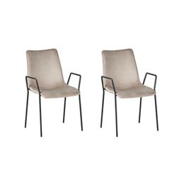 Beliani 2er-Set Esszimmerstuhl JEFFERSON in Beige/Schwarz | Gr.: onesize