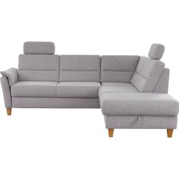 Ecksofa Home Affaire, B:236cm H:89cm T:212cm, silber, 100% Polyester;Struktur (100% Polyester);Luxus-Microfaser in Lederoptik (100% Polyester),