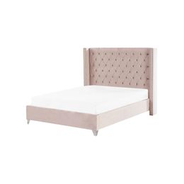 Beliani Doppelbett LUBBON in Rosa/Silber - (W) 189 x (H) 142 x (L) 215 cm | Gr.: onesize