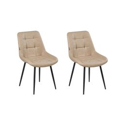 Beliani 2er-Set Esszimmerstuhl MELROSE in Beige/Schwarz | Gr.: onesize