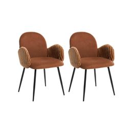 Beliani 2er-Set Esszimmerstuhl AMITY in Braun/Schwarz | Gr.: onesize