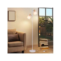 ZMH Stehlampe 2-flammige E14 in wei&szlig; Stoffschirm | Gr.: onesize