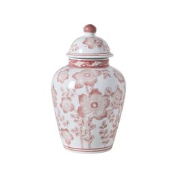 Beliani Vase mit Deckel MOGUER in Wei&szlig;/Rot - (W) 18 x (H) 36 x (L) 18 cm | Gr.: onesize
