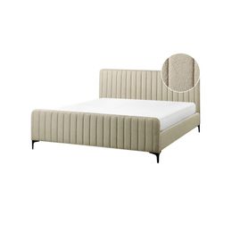 Beliani Doppelbett LUNAN in Beige/Schwarz - (W) 186 x (H) 101 x (L) 215 cm | Gr.: onesize