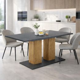 Esstisch OTTO HOME, B:140cm H:75cm T:80cm, schwarz, Tische, "Torino, S&auml;ulentisch, Speisetisch, K&uuml;chentisch, ausziehbar bis 180 cm", Platz f&uuml;r bis zu